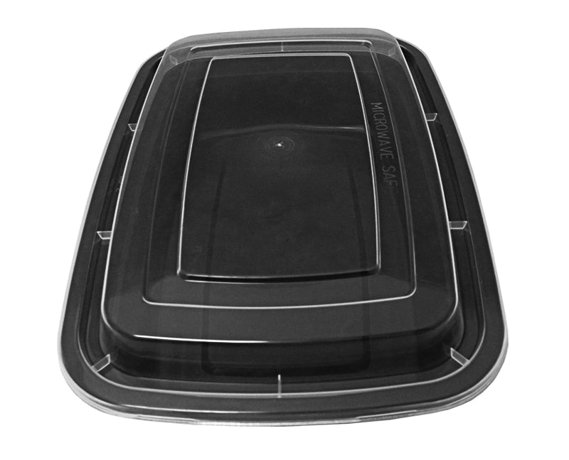 38 oz. Rectangular Black Container w/Lid Combo 50/PK – Pactogo.com